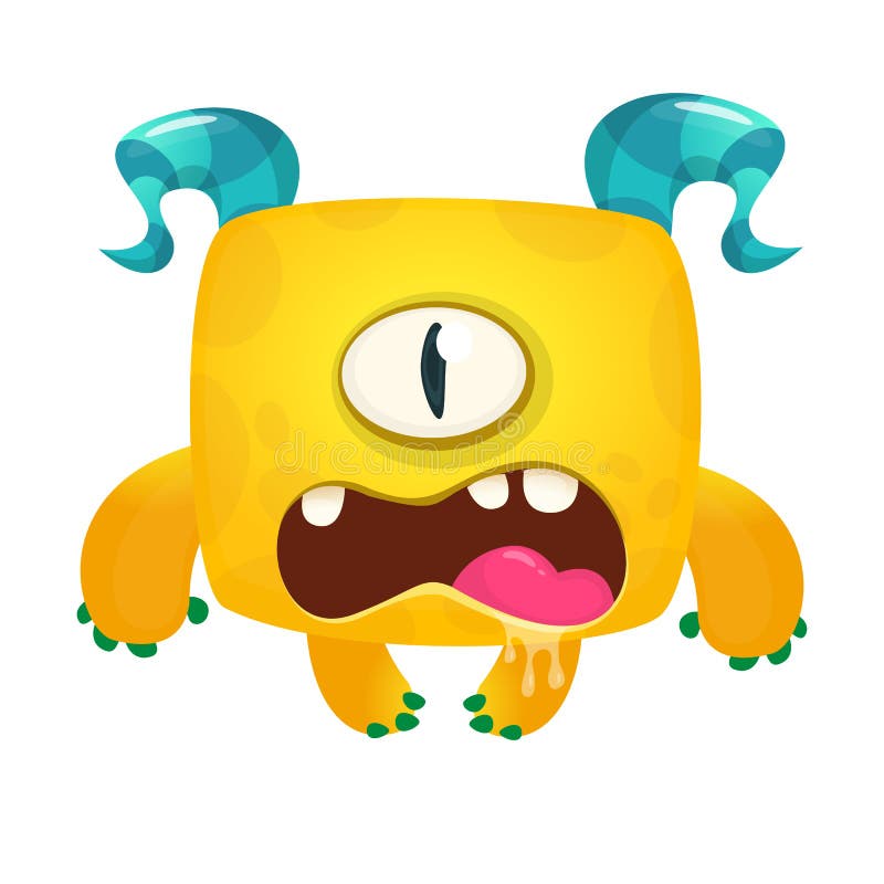 Funny Cyclops Monster. Cartoon Monster with One Eye. Stock Vector ...