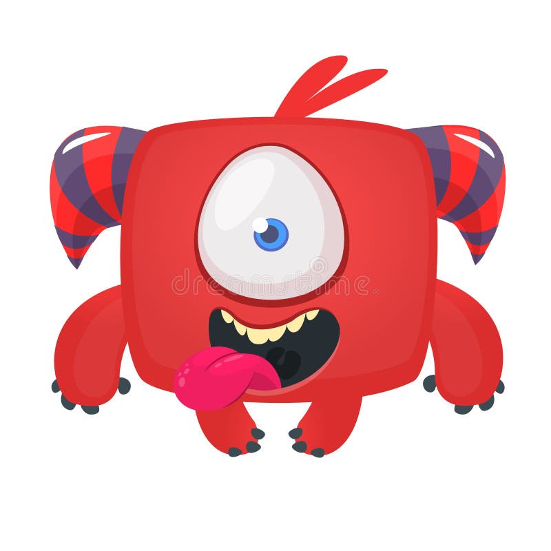 Funny Cyclops Monster. Cartoon Monster with One Eye. Stock Vector ...