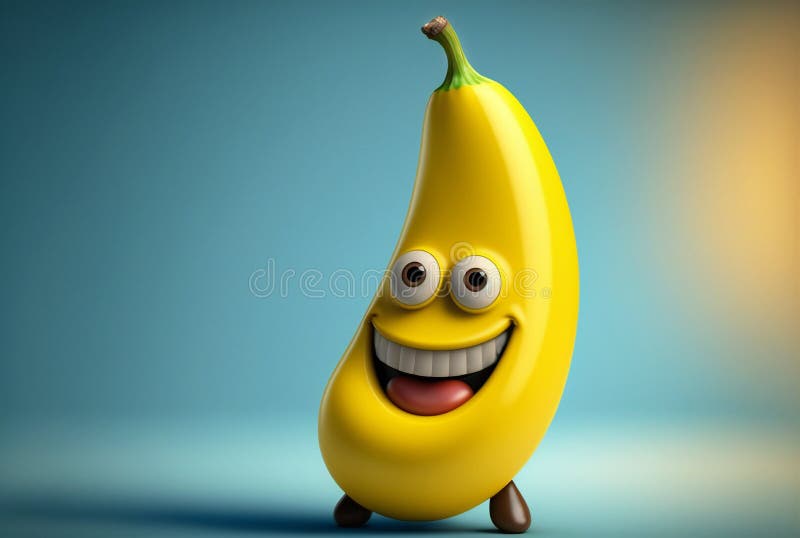 Funny 3d Banana Character with Smiley Face and Copyspace. Stock ...