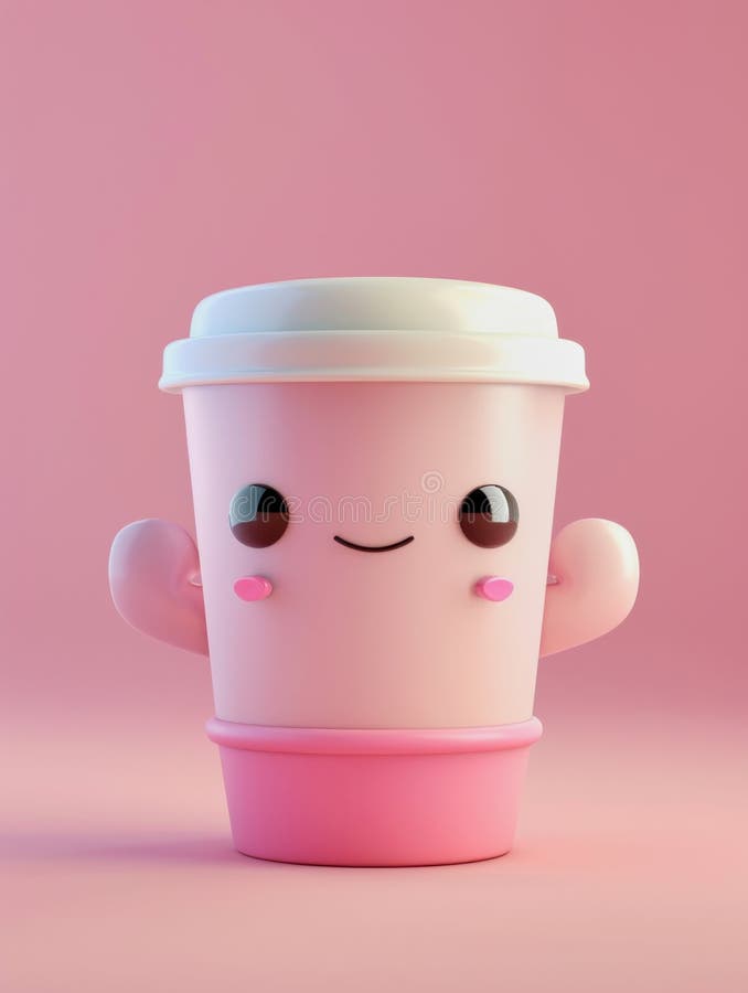 Funny 3d Coffee To Go Cup Character Stock Image - Image of doodle ...