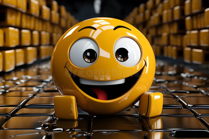 Funny 3D Smiley Emoji, Yellow. Stock Illustration - Illustration of ...