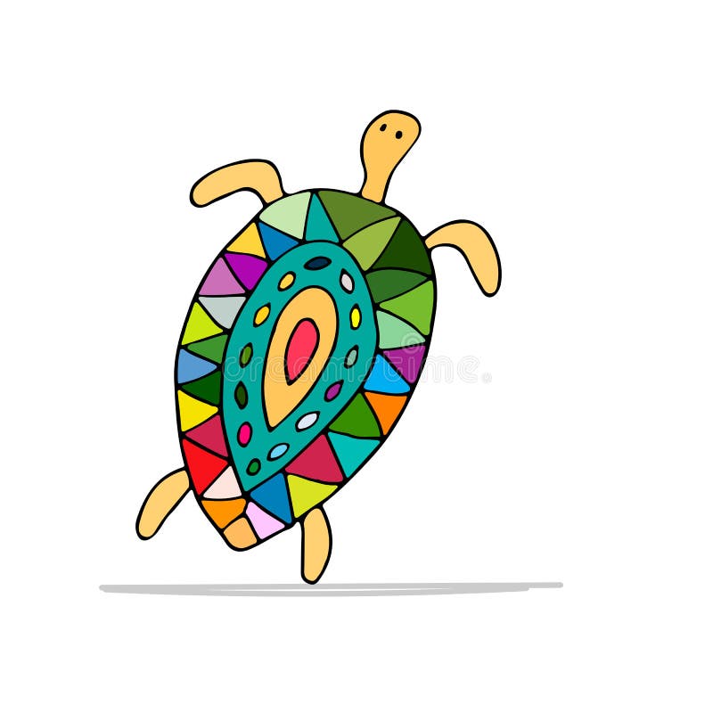 Funny Dancing Turtle, Sketch for Your Design Stock Vector ...