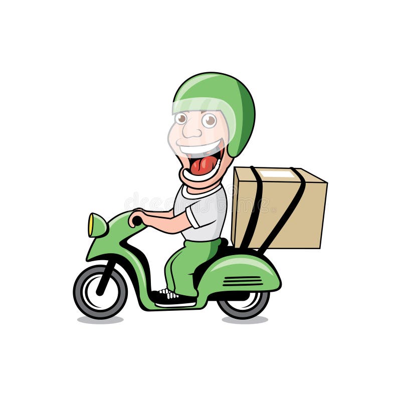 Funny Delivery Worker Smiling Design Illustration Stock Vector ...