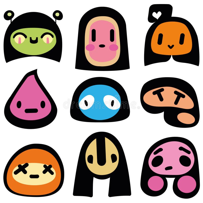 9 Funny Designer Icons in Cheerful Colors Stock Vector - Illustration ...