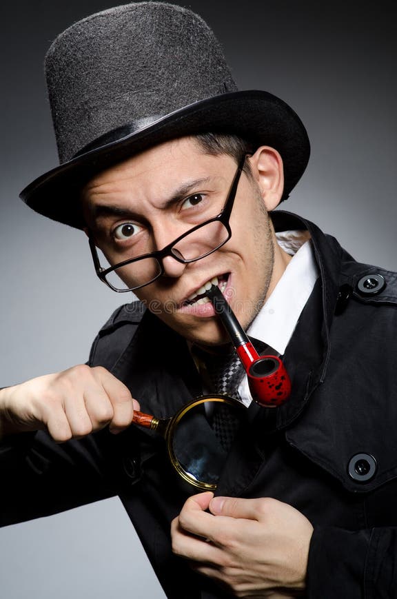 Funny detective with pipe stock image. Image of crime - 40153151