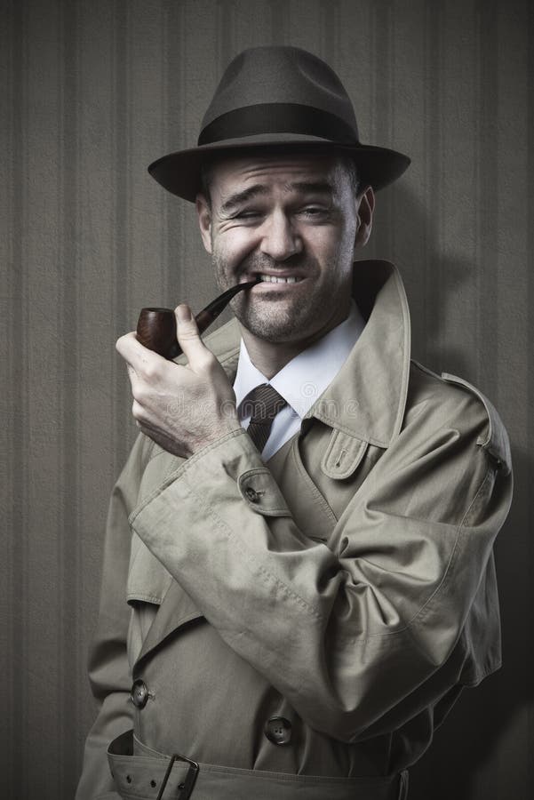 Funny detective with pipe stock photo. Image of humor - 50964790