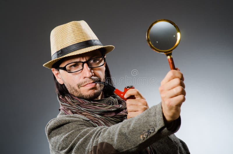 Funny Detective with Smoking Pipe Stock Photo - Image of private ...