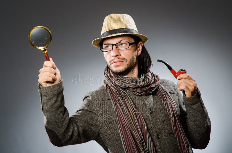 Funny Detective With Smoking Pipe Stock Image - Image of inspection ...