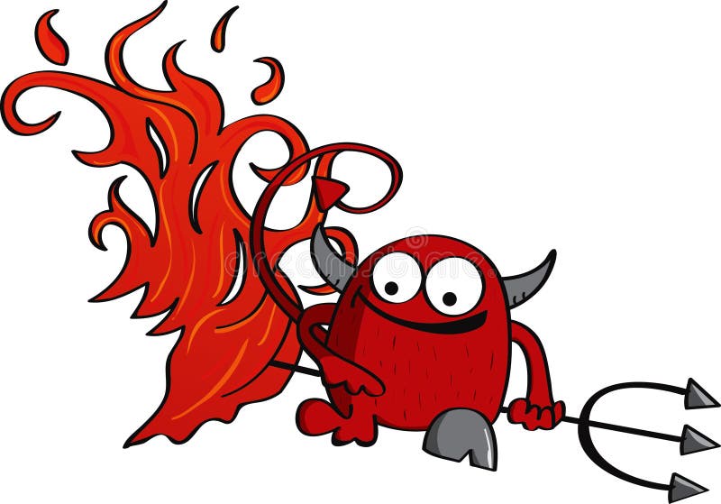 Funny Devil Cartoon Character with Trident Stock Vector - Illustration ...