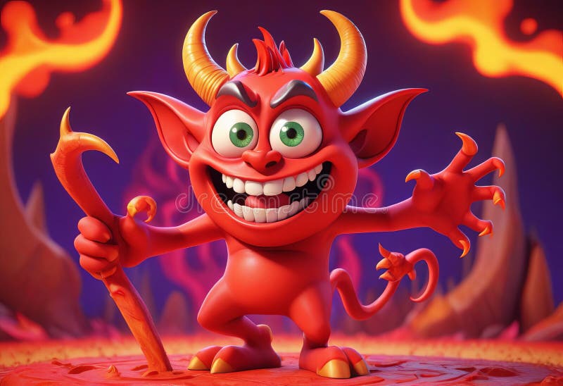 A Funny Devil Character, Cartoonish, Vibrant Colors Stock Illustration ...