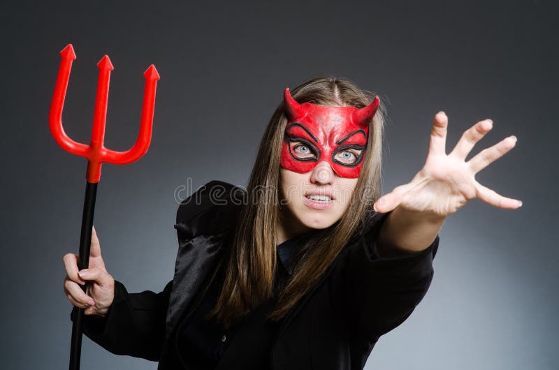 Funny Devil in Halloween Concept Stock Image - Image of demon, horned ...