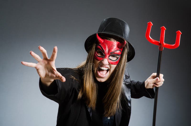 The Funny Devil in Halloween Concept Stock Photo - Image of mascot ...