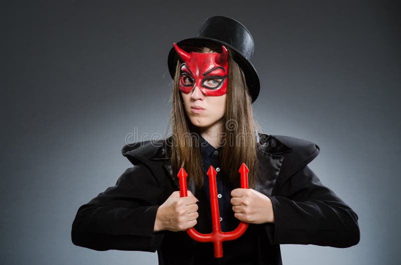 The Funny Devil in Halloween Concept Stock Image - Image of person ...