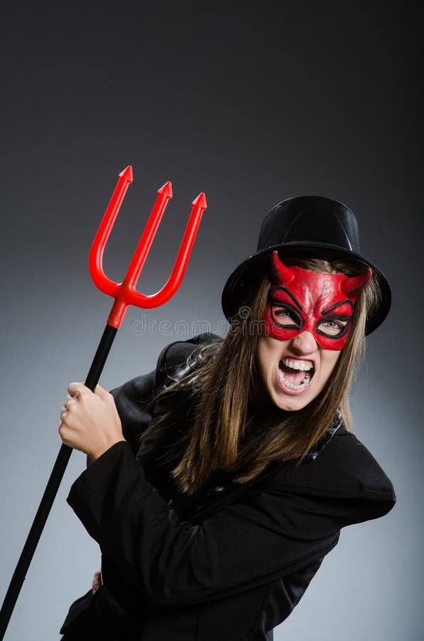 Funny Devil in Halloween Concept Stock Photo - Image of anger, evil ...
