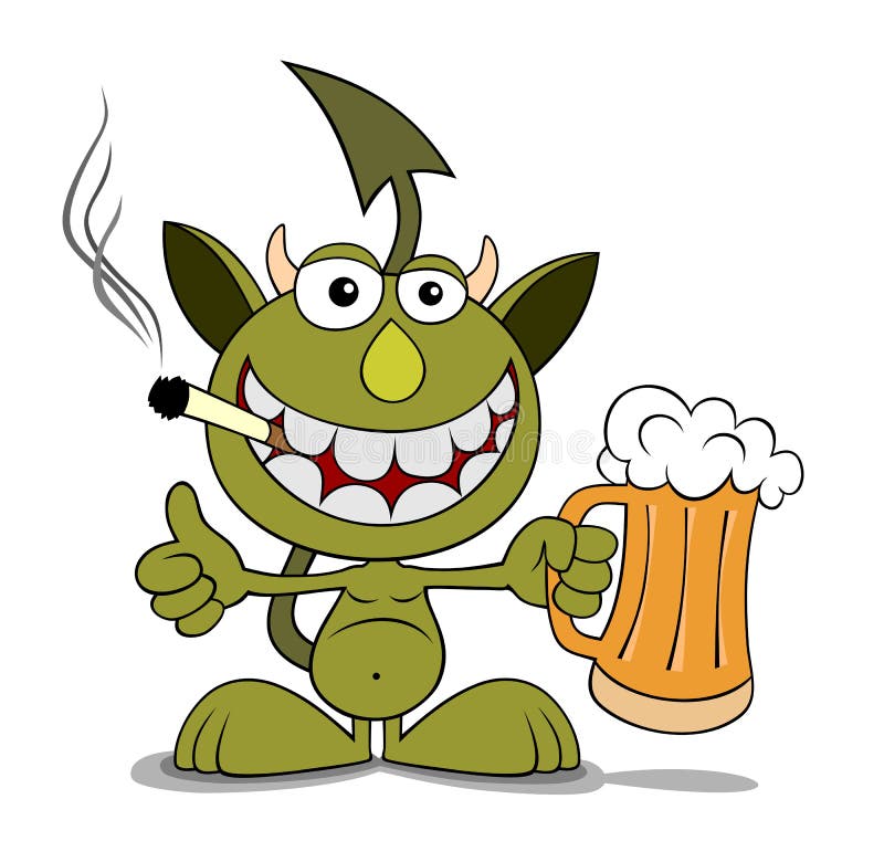 Funny devil stock vector. Illustration of cheers, cigarette - 78125463