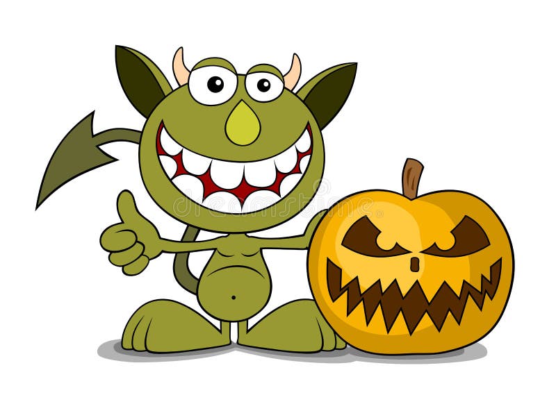 Funny Devil Cartoon Character with Trident Stock Vector - Illustration ...