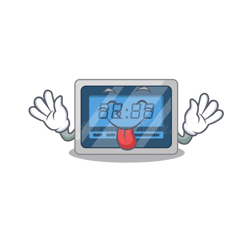 Funny Digital Timer Cartoon Design with Tongue Out Face Stock Vector ...