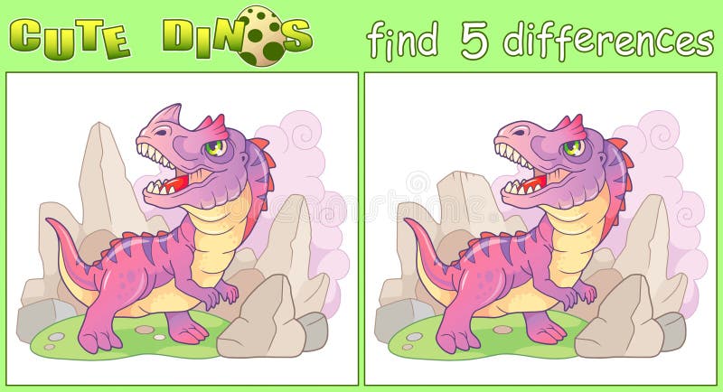 Funny Dinosaur, Find Five Differences Stock Illustration - Illustration ...