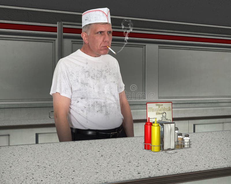 Funny Dirty Restaurant Cook, Chef Stock Image - Image of smoking ...