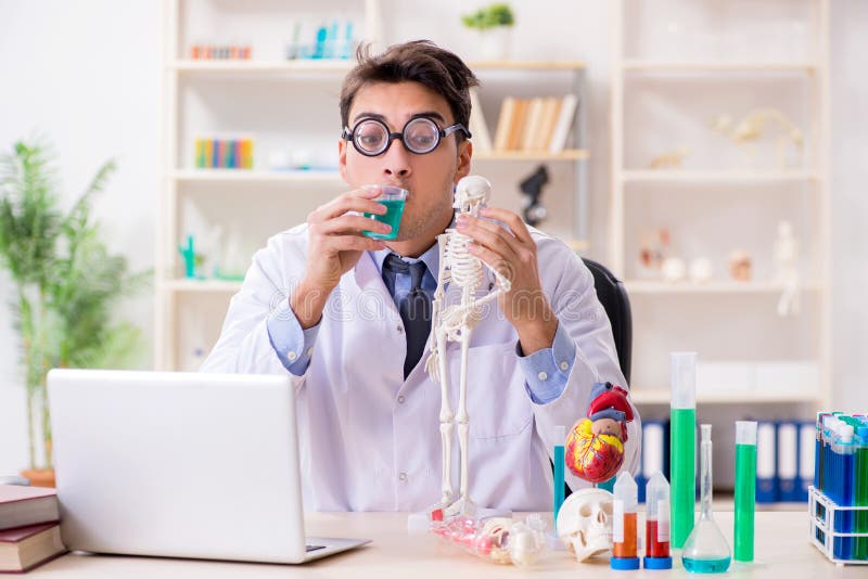 The Funny Doctor Having Fun in Hospital Lab Stock Image - Image of ...