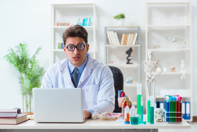 The Funny Doctor Having Fun In Hospital Lab Stock Image - Image of ...