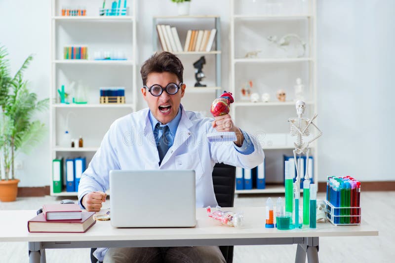 The Funny Doctor Having Fun in Hospital Lab Stock Image - Image of ...