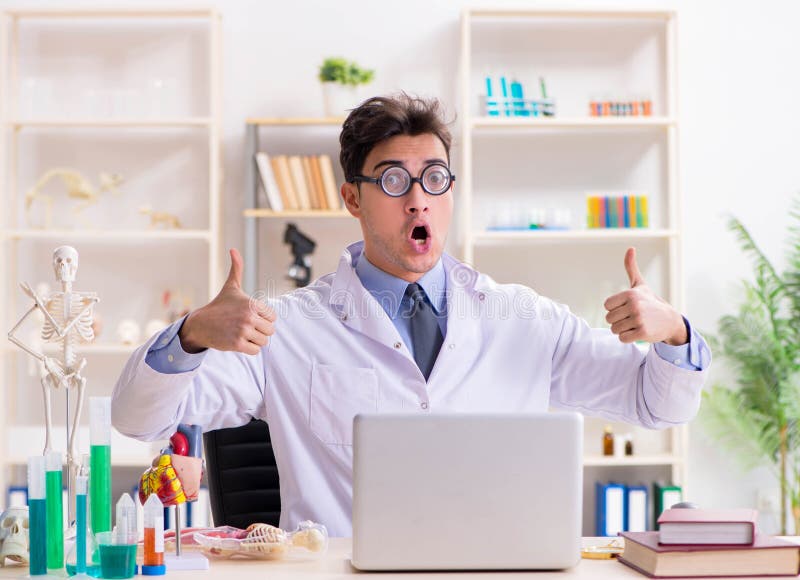Funny Doctor Having Fun in Hospital Lab Stock Image - Image of health ...