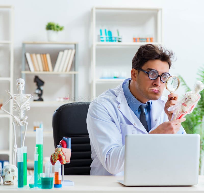 Funny Doctor Having Fun in Hospital Lab Stock Image - Image of medicine ...