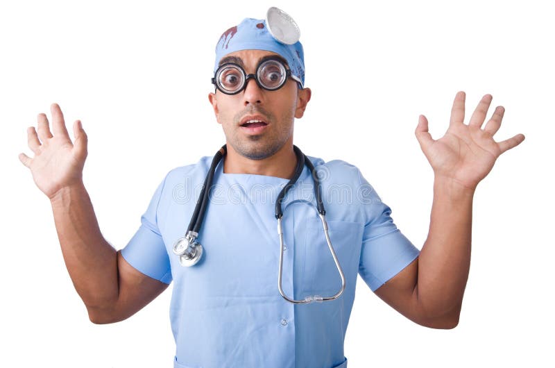 The Funny Doctor Isolated on White Stock Image - Image of education ...