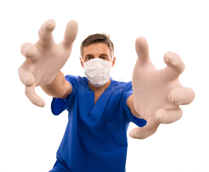 Funny Doctor with Long Hands Stock Photo - Image of examining, adult ...