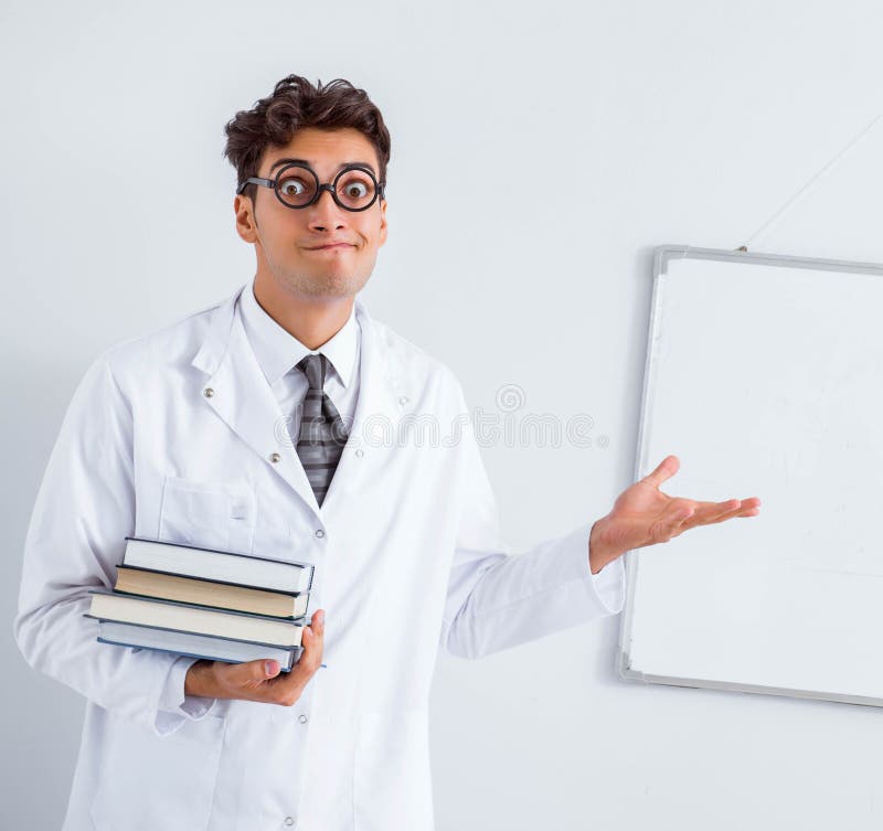 Funny Doctor Scientist Making Presentation in Hospital Stock Photo ...