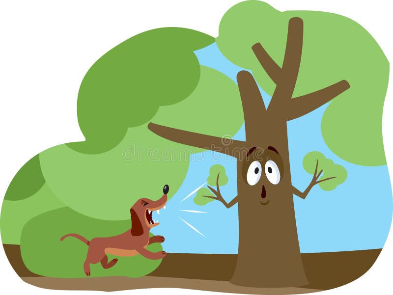 Funny Dog Barking at the Wrong Tree Vector Concept Illustration Stock ...