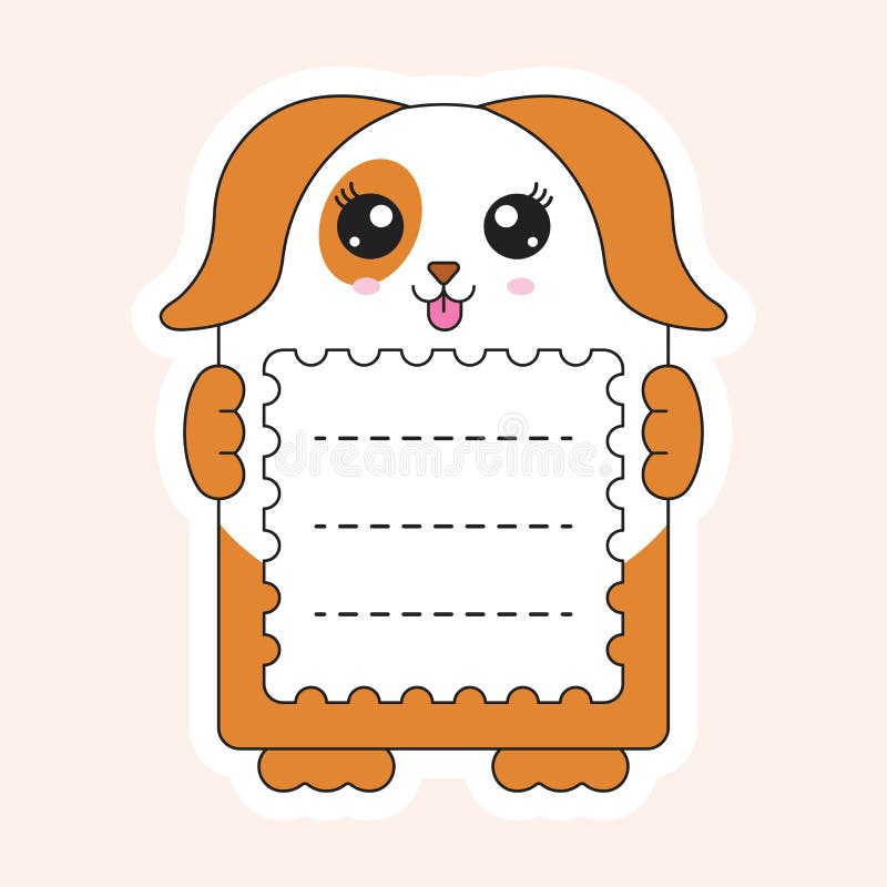 Funny Dog Cartoon Frame or Notebook Label on Peach Stock Illustration ...