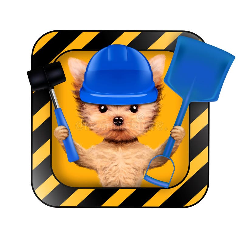 Funny Dog with Construction Tools Isolated on White Stock Illustration ...