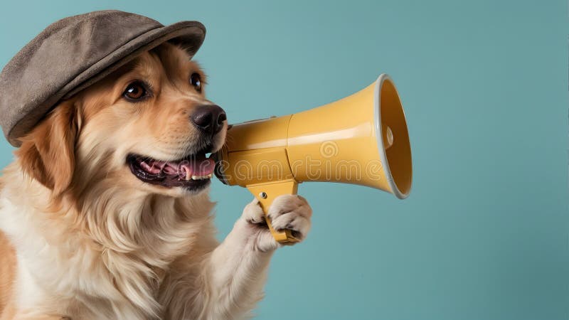 A Funny Dog Holding a Megaphone Stock Image - Image of financial, work ...