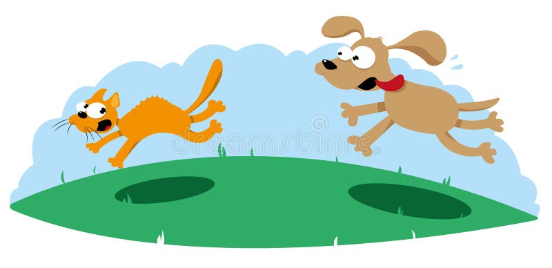 Funny Dog Hunting a Cat stock vector. Illustration of playing - 27090330