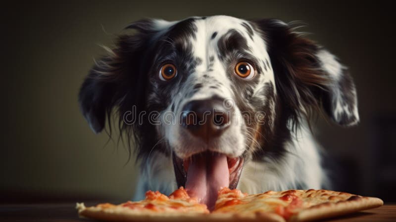Funny Dog Looks at the Appetizing Pizza on the Table Stock Photo ...
