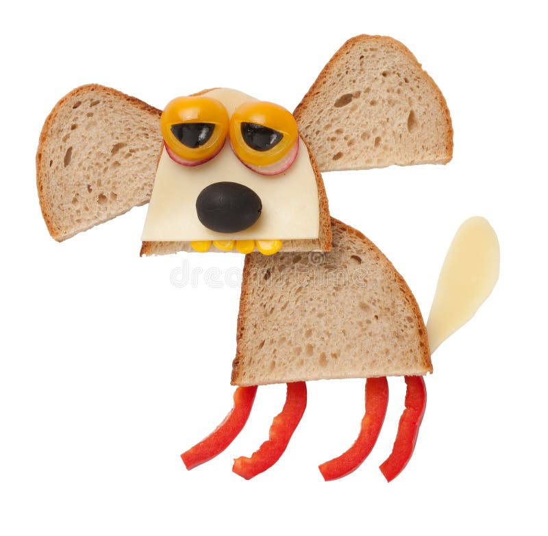 Funny Dog Made of Bread and Cheese Stock Photo - Image of healthy ...