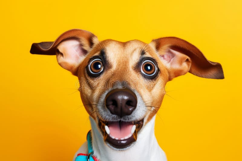 Funny Dog with Surprised Expression. Puppy Looks Intimidated and ...