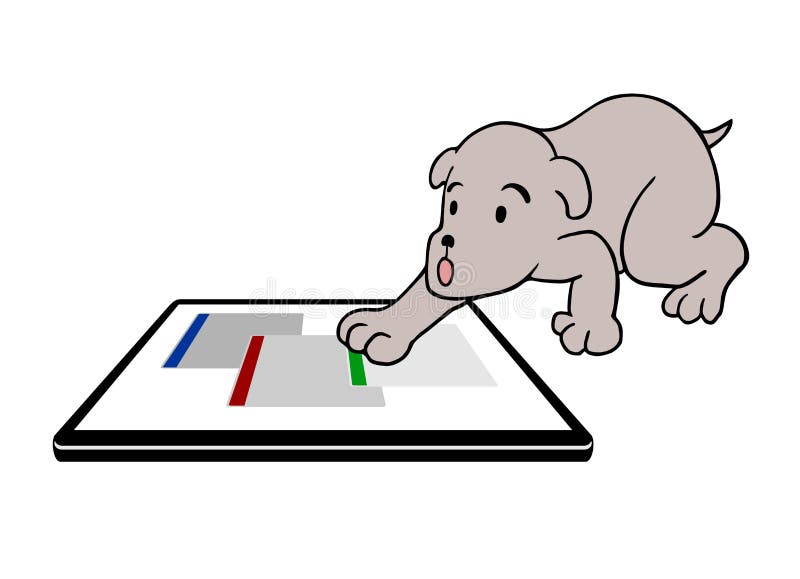 Funny dog and tablet stock vector. Illustration of animal - 124357990