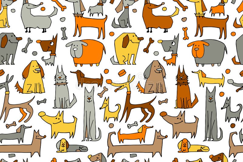 Funny Dogs Collection, Seamless Pattern for Your Design Stock Vector ...