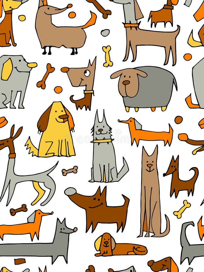 Funny Dogs Collection, Seamless Pattern for Your Design Stock Vector ...
