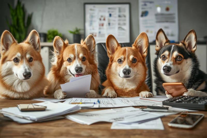Funny Dogs with Teamwork Meeting at the Office. Office Dogs at Work ...