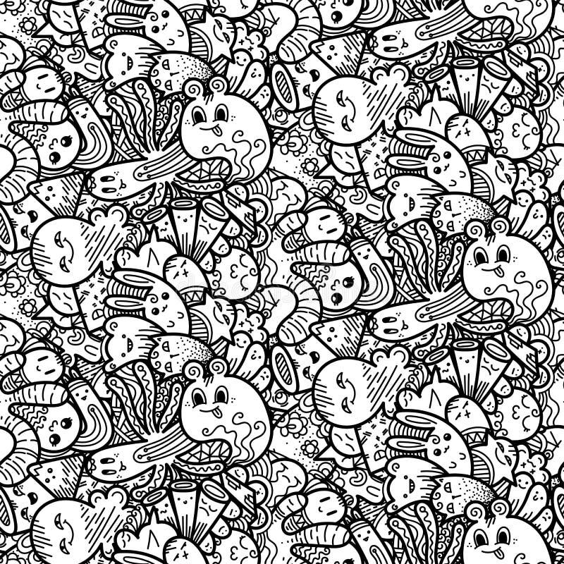 Funny Doodle Cats and Kittens Seamless Pattern for Prints, Designs and ...