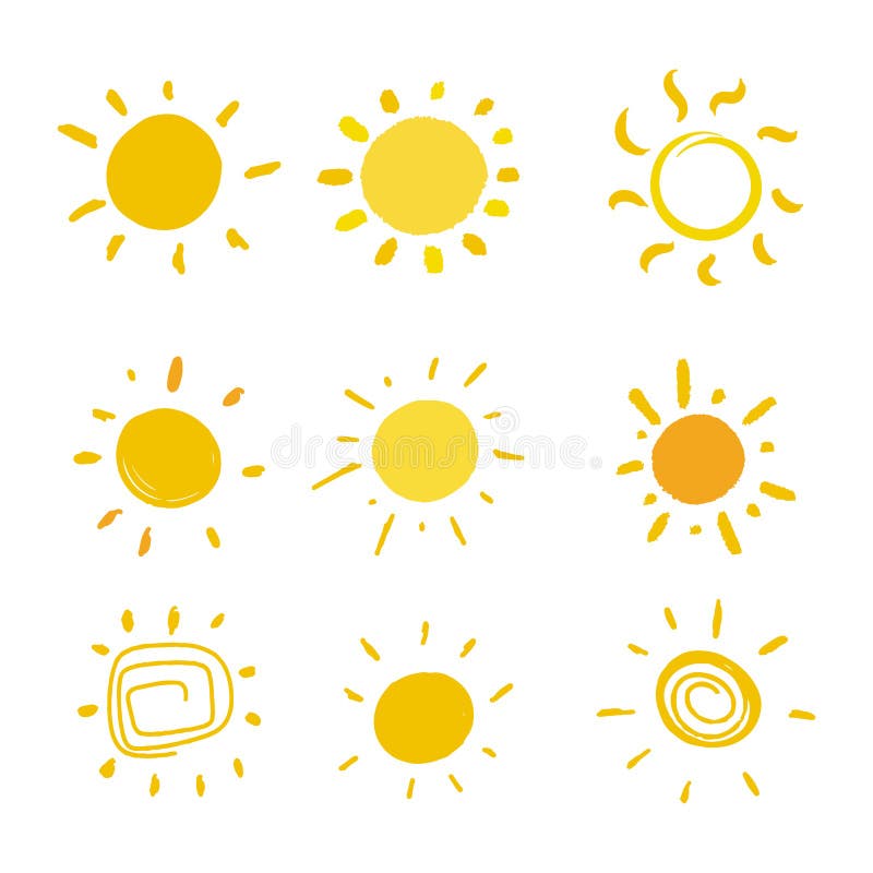 Funny Doodle Sun Set. Vector Illustration. Stock Vector - Illustration ...