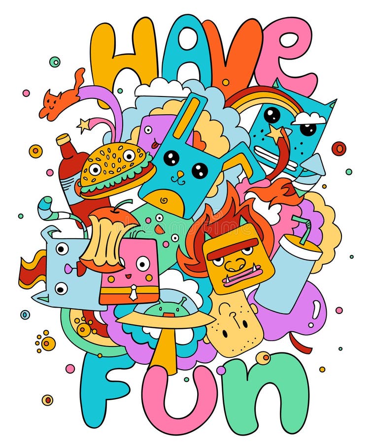 Funny Doodle Vector Illustration, Have Fun Stock Vector - Illustration ...