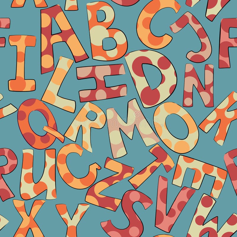 Funny Dotted Letters Seamless Pattern Stock Vector - Illustration of ...