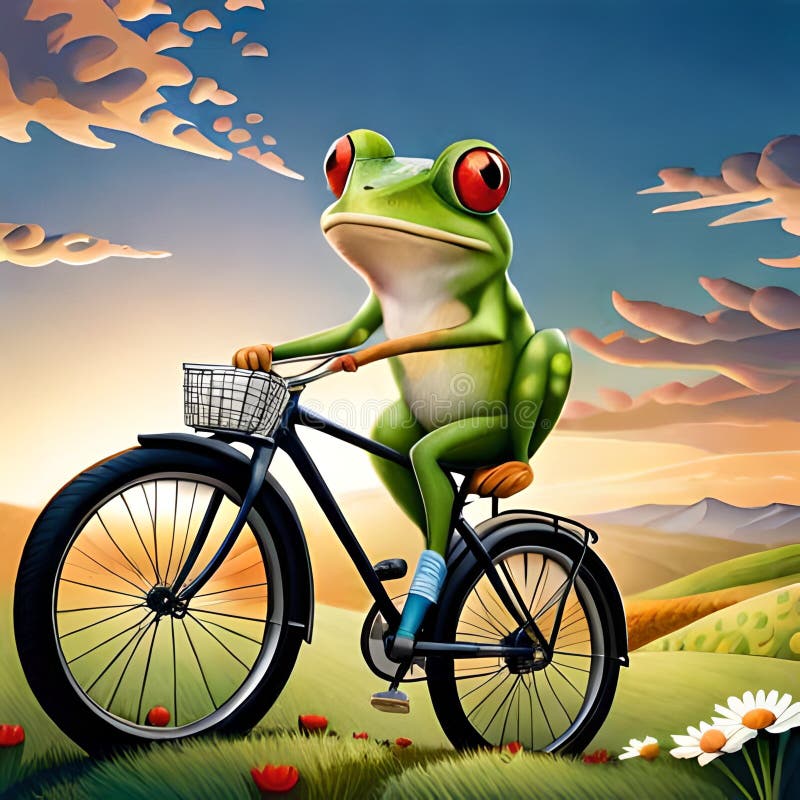 Funny Illutration of Green Frog Stock Illustration - Illustration of ...