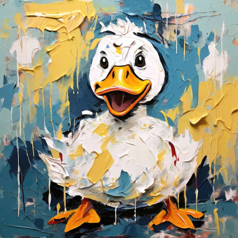 Funny Duck Colorful Impasto Painting Stock Photo - Image of color, bold ...