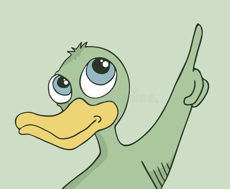 Funny duck illustration stock vector. Illustration of pointing - 223203857